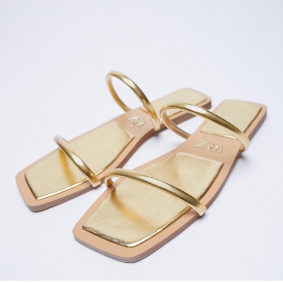 Zara | Shoes | Metallic Gold Zara Sandals | Poshmark